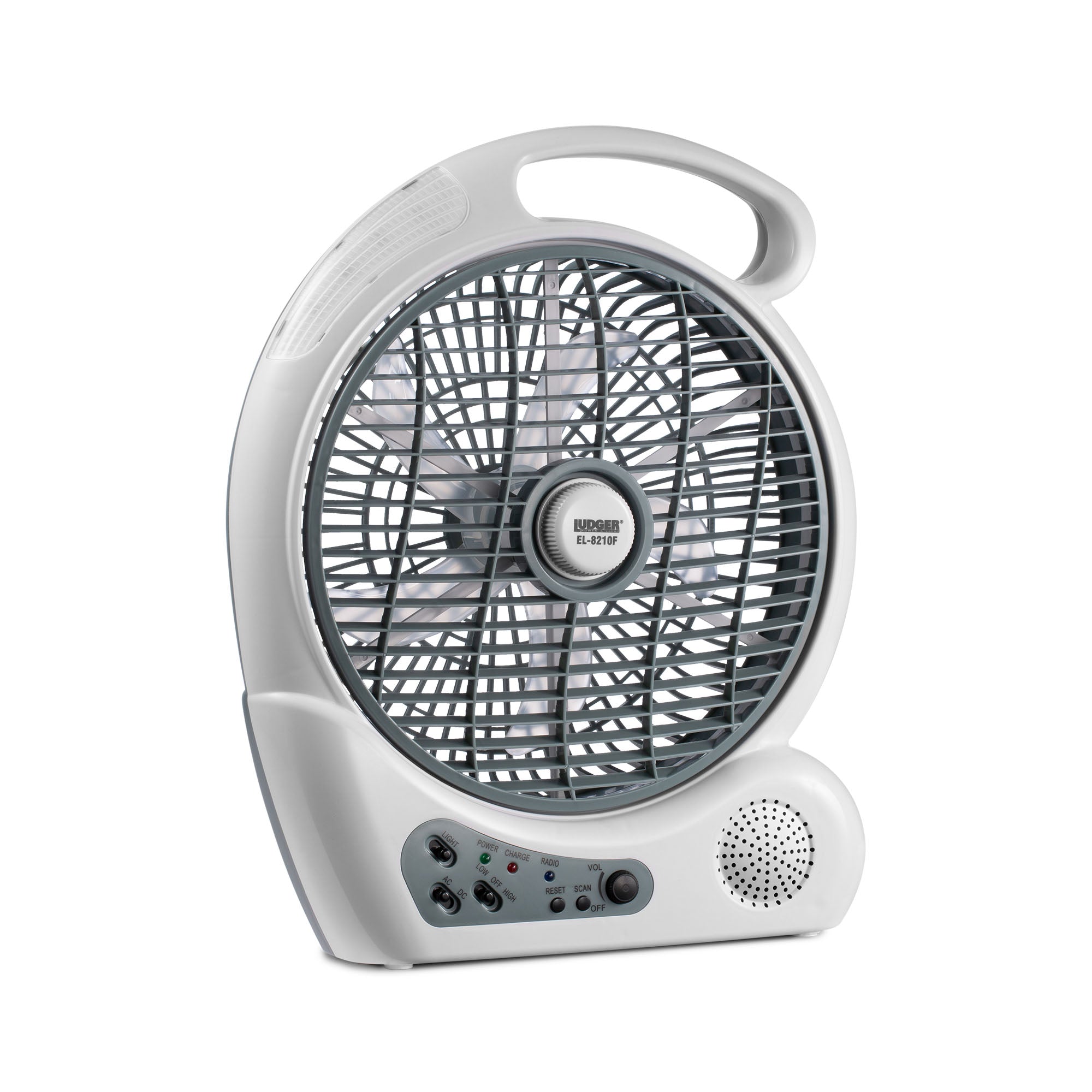 10" Rechargeable Fan with LED Light and Radio | EL-8210F – LudgerPower